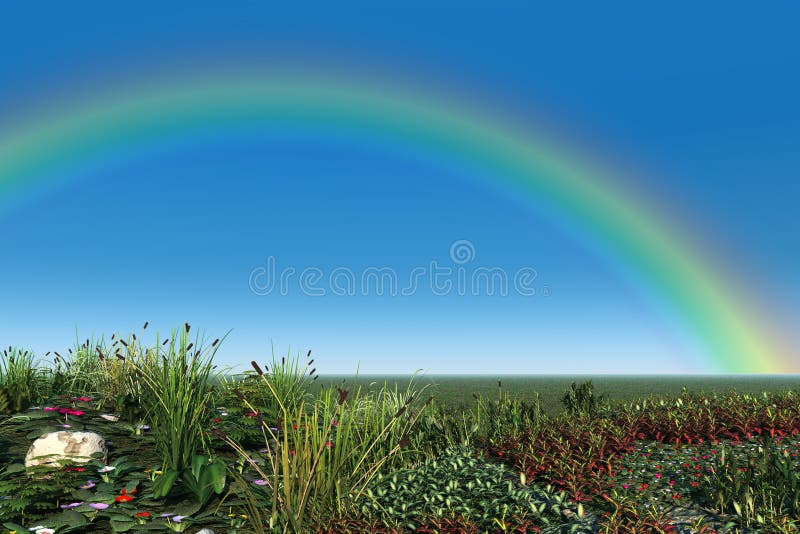 Rainbow garden stock vector. Illustration of grass, landscape - 13925917