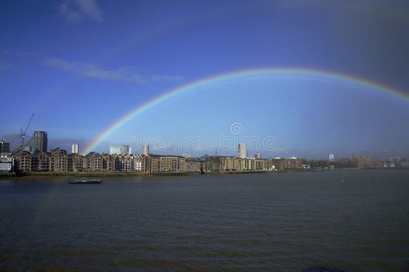 Rainbow over Thames stock image. Image of whhather, rainbow - 40815437
