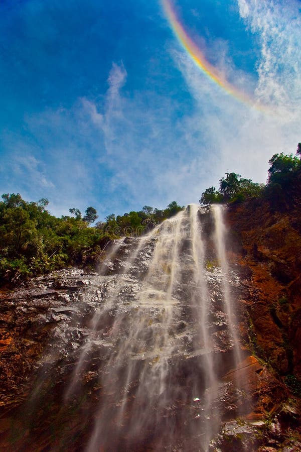 Rainbow over the waterfall stock photo. Image of rainbow - 15717972
