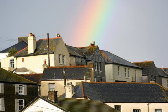 Rainbow overhead stock image. Image of windows, cottages - 6954115