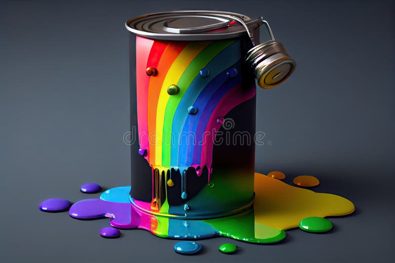 A Rainbow Paint Can with a Spray Top, Ready for Use. Stock Illustration ...