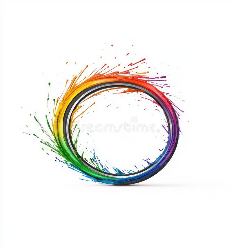 Rainbow Paint Circle Burst stock illustration. Illustration of white ...