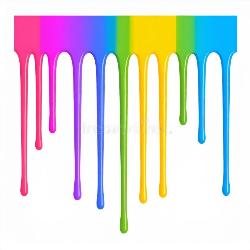Rainbow Paint Dripping on White Background Stock Illustration ...