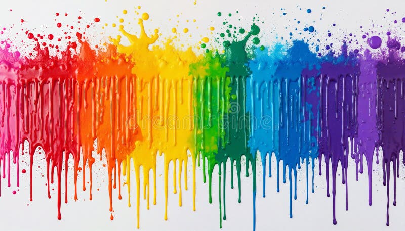 Rainbow Paint Dripping on White Background Stock Illustration ...