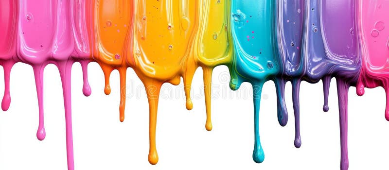 Rainbow Paint Drips Vertical Composition, Vivid Colors, Abstract Art ...
