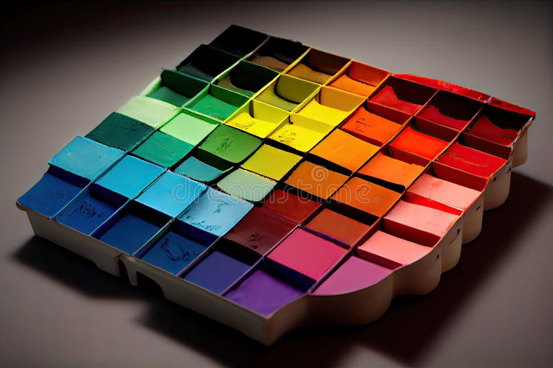 A Rainbow Paint Palette, with Different Shades of the Same Color on ...