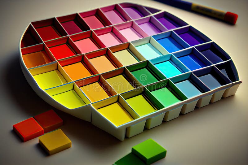 A Rainbow Paint Palette, with Different Shades of the Same Color on ...