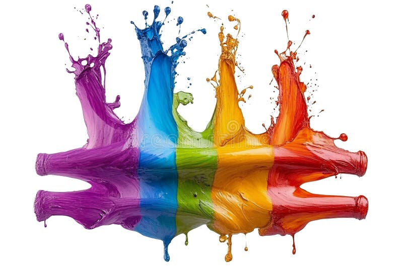 Rainbow Paint Splash Bottles Stock Illustration - Illustration of white ...