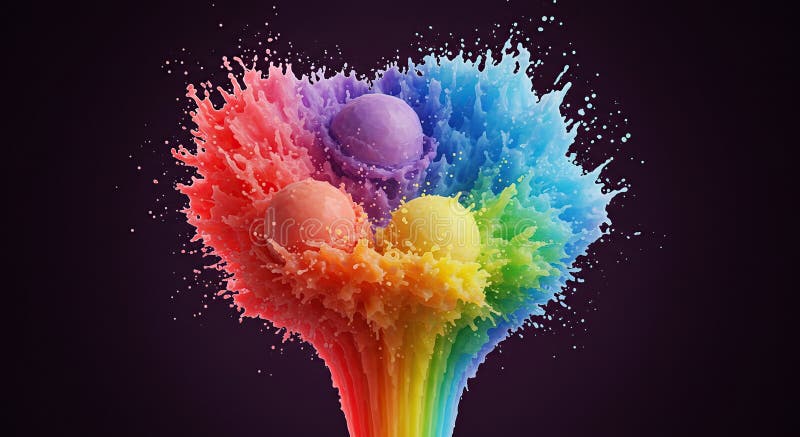 Rainbow Paint Splash with Colorful Balls Explosion Stock Illustration ...