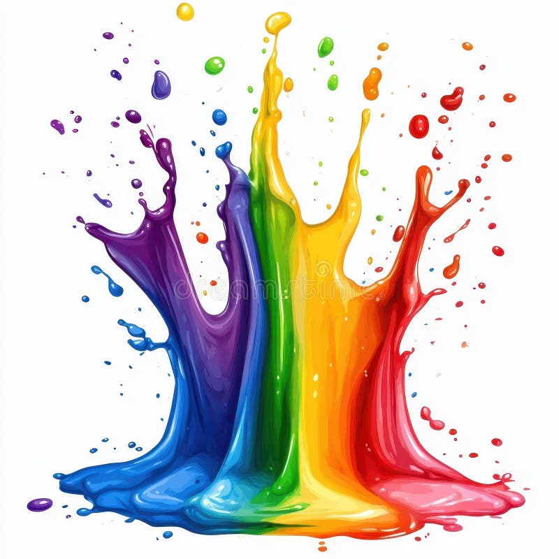 Rainbow Paint Splash Vibrant Colors Creative Design Stock Illustration - Illustration of green ...