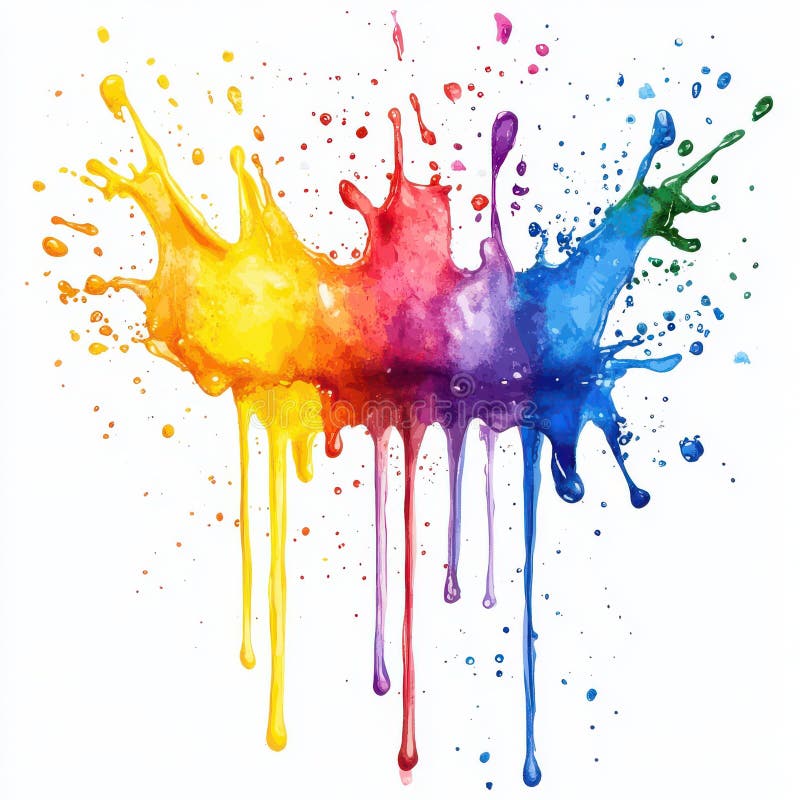 Rainbow Paint Splash Vibrant Colors Dripping Art Stock Illustration ...