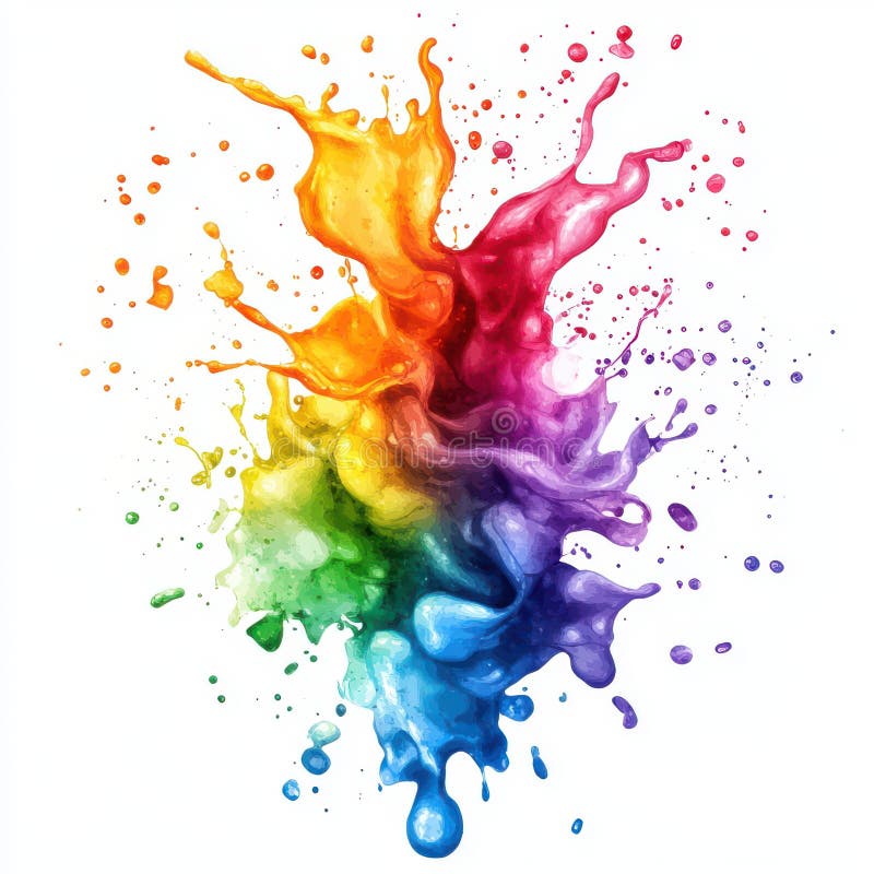 Rainbow Paint Splash Vibrant Colors Dynamic Artwork Stock Illustration ...