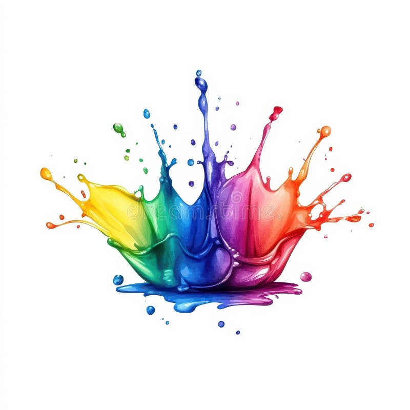 Rainbow Paint Splash Vibrant Colors Explosion Creativity Artwork Stock ...