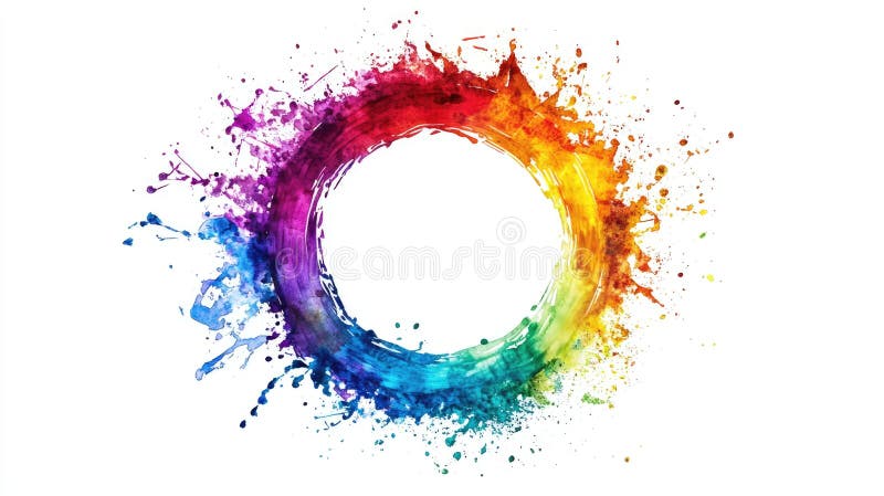 Rainbow Paint Splatter Circle Stock Illustration - Illustration of ...