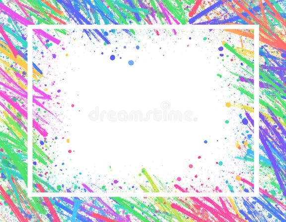 Rainbow Paint Splatter Frame on White Background Stock Illustration ...