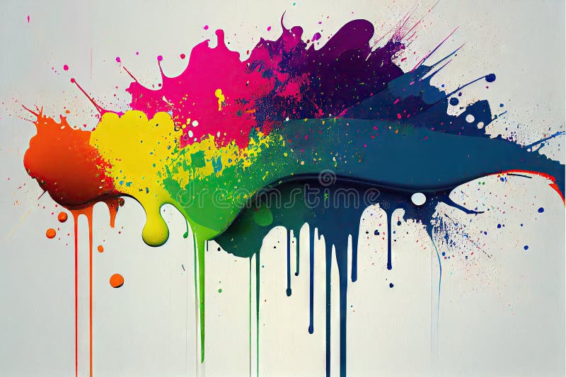 A Rainbow Paint Splattered Canvas. Stock Illustration - Illustration of ...