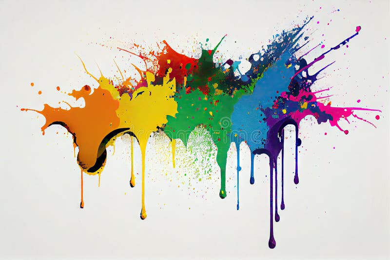 A Rainbow Paint Splattered Canvas. Stock Illustration - Illustration of ...