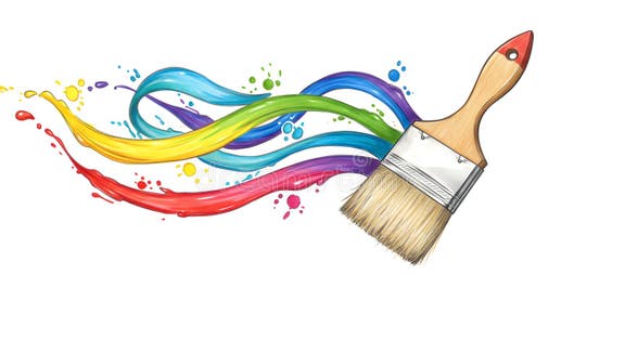 Rainbow Paintbrush Splash stock illustration. Illustration of craft ...