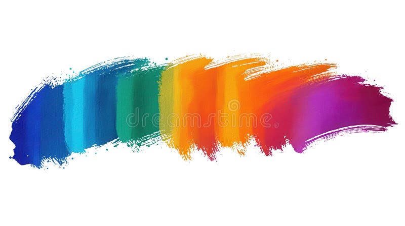 Rainbow Paintbrush Stroke Vibrant Color Gradient on White Stock Photo ...