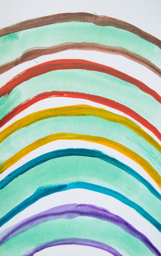 Rainbow Painted Arc, Watercolor Colorful Cute Hand Drawing Stock Photo ...