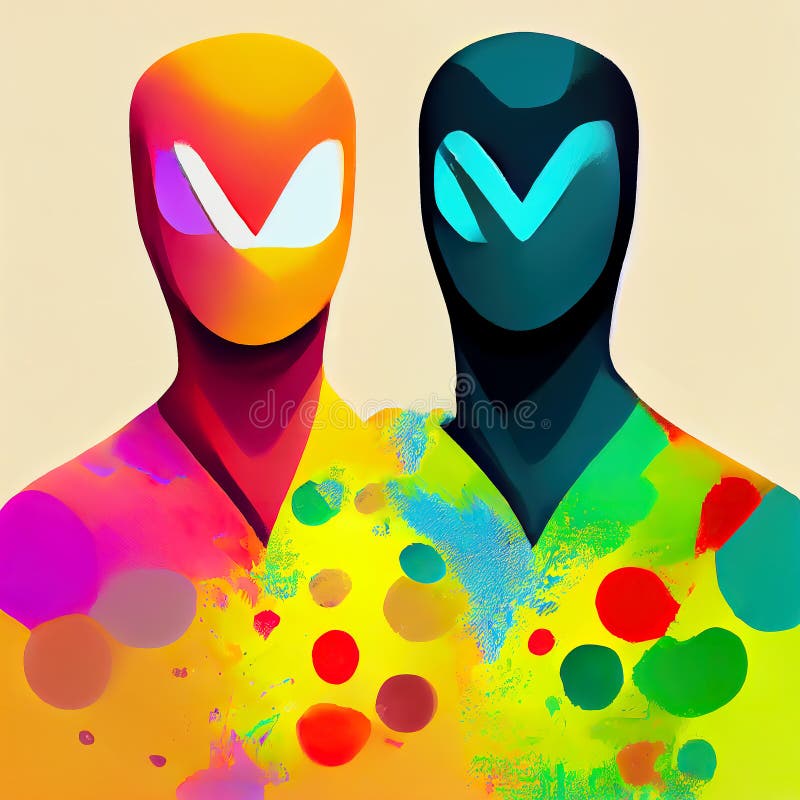 Rainbow Painting Man. Male Figures in Rainbow Colors Illustration ...