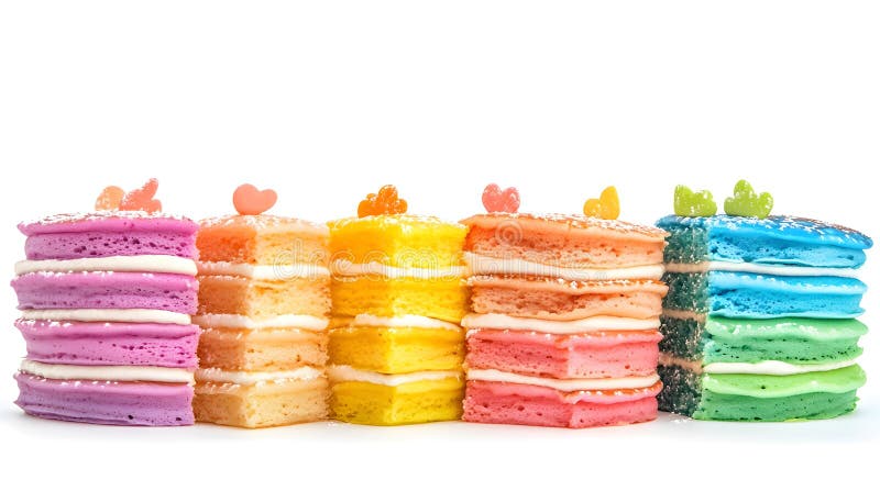 Rainbow Pancake Cake Isolated on White Background. Collection Stock ...