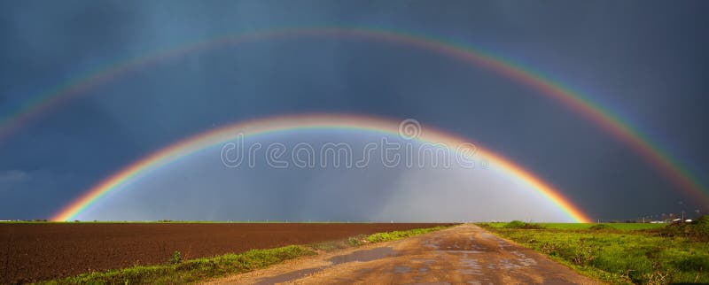 Rainbow panorama stock photo. Image of cloudy, meteorology - 44372632