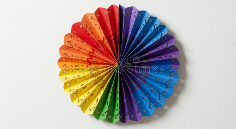 Rainbow Paper Fan Craft with Scalloped Edges Stock Illustration ...