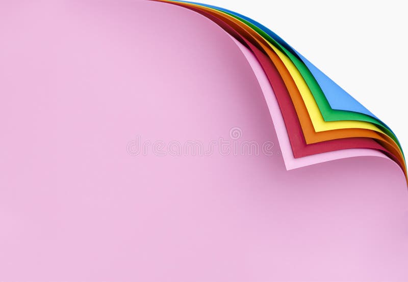 Rainbow Paper Pages with a Curled Corner. Multicolored Folded Pages ...