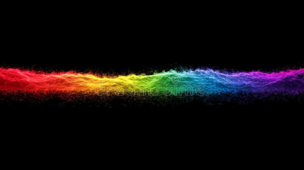 Rainbow Particle Wave on Black Background Stock Illustration ...