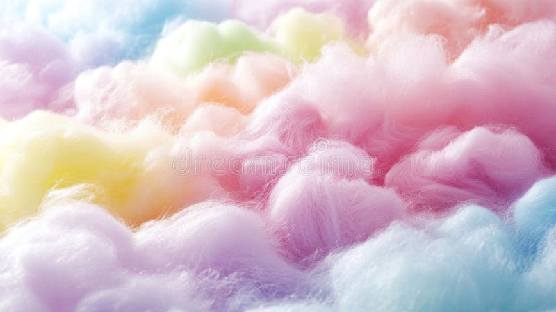 Rainbow Pastel Cotton Candy Fluffy Texture Background Stock ...