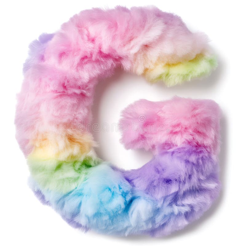 Rainbow Pastel Fluffy Letter G on White Background Stock Illustration ...