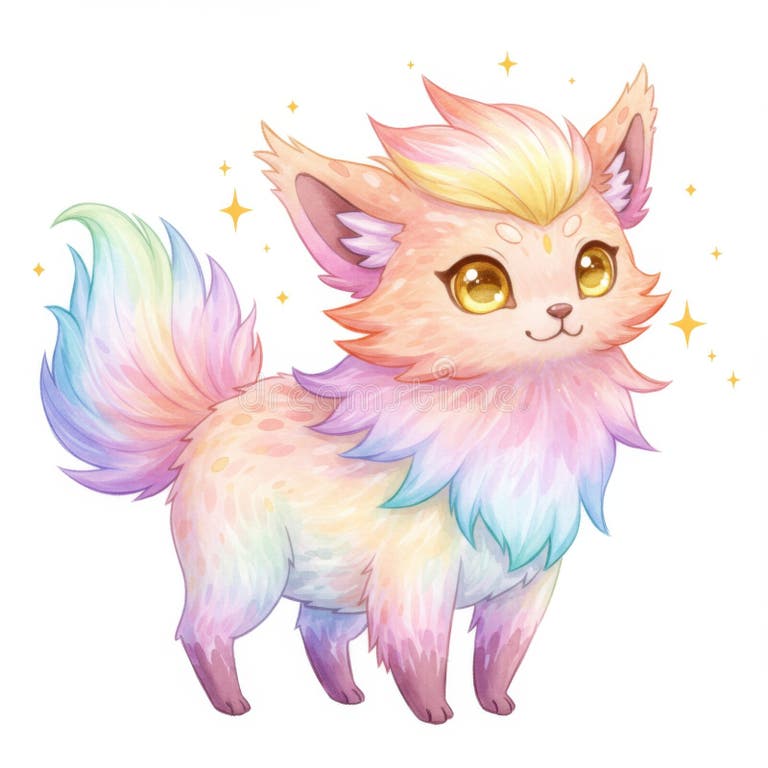 Rainbow Pastel Fox Illustration Stock Illustration - Illustration of ...