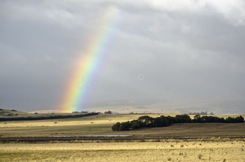 Rainbow on pasture stock image. Image of farm, bright - 24302223