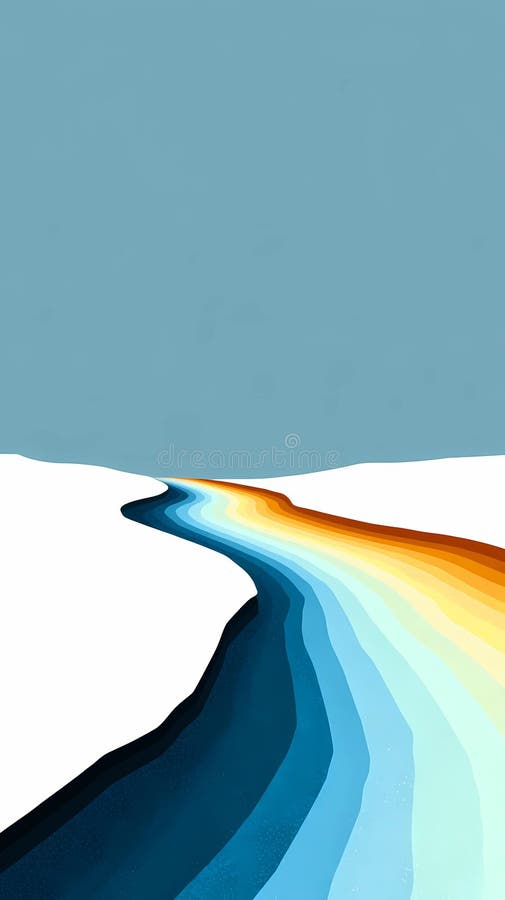 Rainbow Path Illustration with Color Gradient on White Landscape and ...