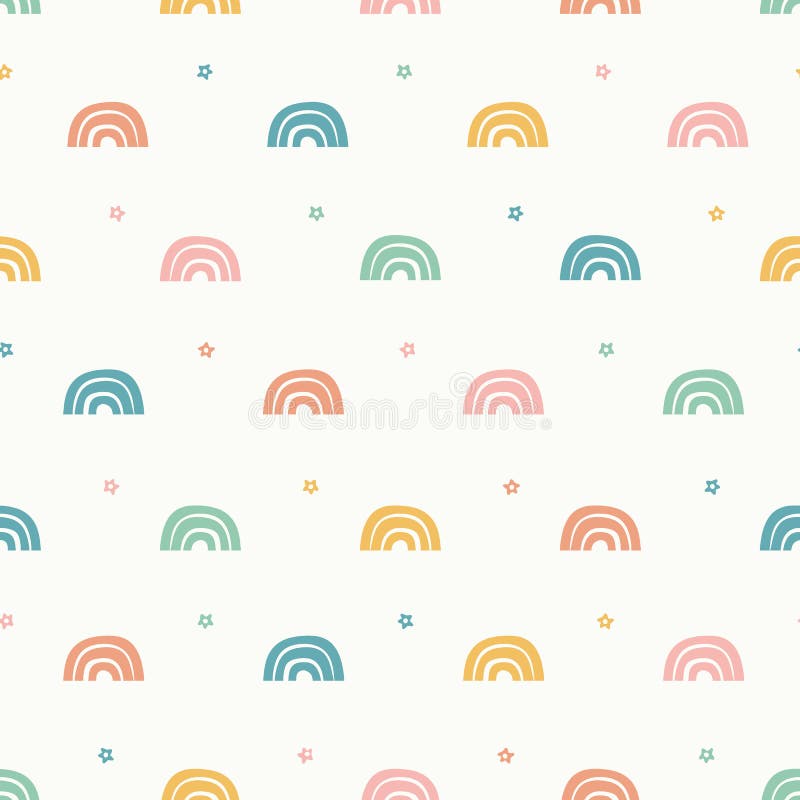 Rainbow Pattern Design, Cute Vector Seamless Repeat Background of ...