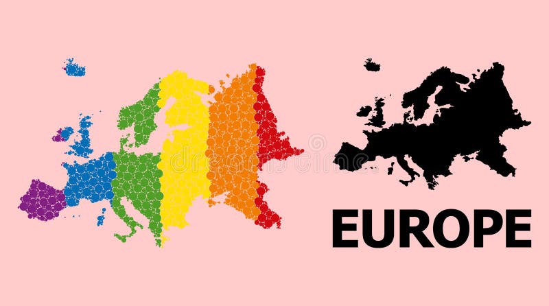 Rainbow Pattern Map of Europe for LGBT Stock Vector - Illustration of ...
