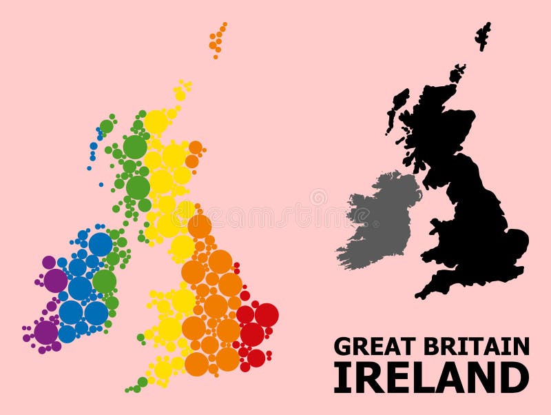 Rainbow Pattern Map of Great Britain and Ireland for LGBT Stock Vector ...