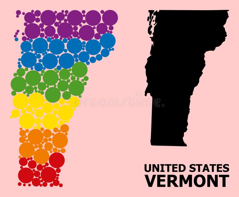 Dot Rainbow Map of Vermont State and Grunge Stamp Seal Stock Vector ...