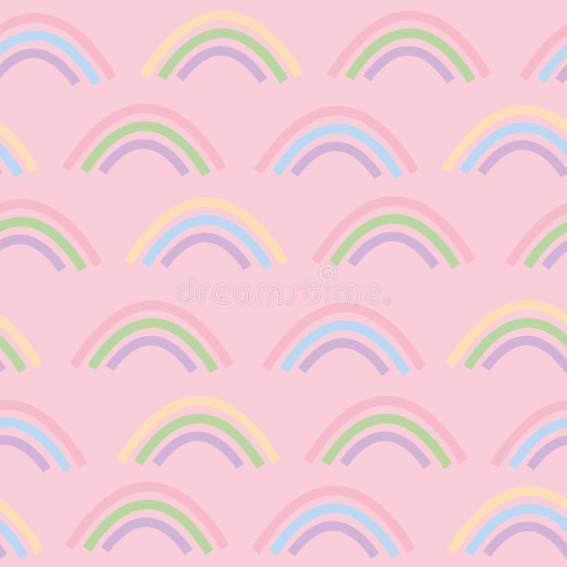 Rainbow Pattern in Vector Flat Style, Gentle Pastel Cute Background ...
