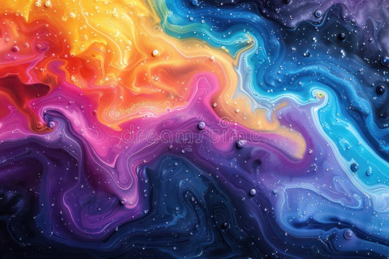 Rainbow Patterns in Psychedelic Style on Colorful Liquid Background ...