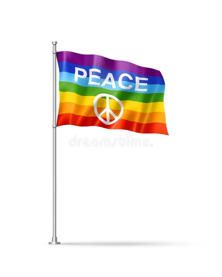 Rainbow Peace Flag Isolated on White Stock Illustration - Illustration ...