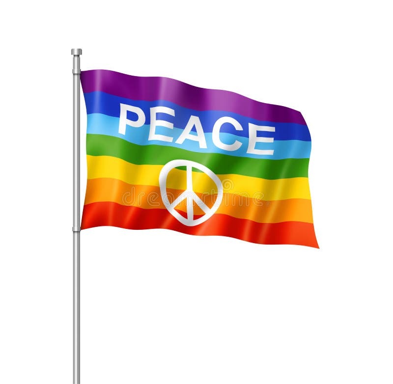 Rainbow Peace Flag Isolated on White Stock Illustration - Illustration ...