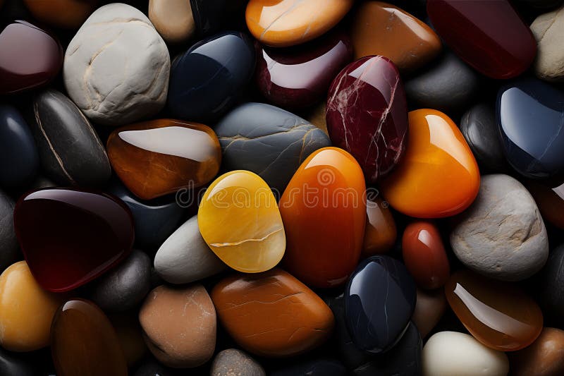 Rainbow Pebble Palette Rounded & Shiny Stones Stock Illustration ...