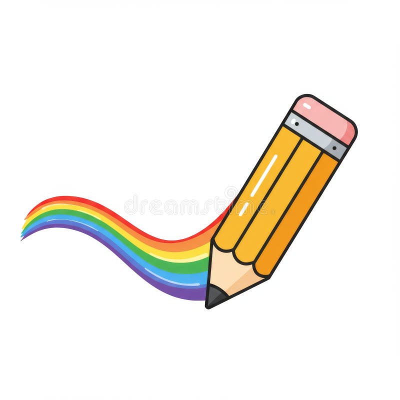 Rainbow Pencil Drawing Illustration Stock Illustration - Illustration ...