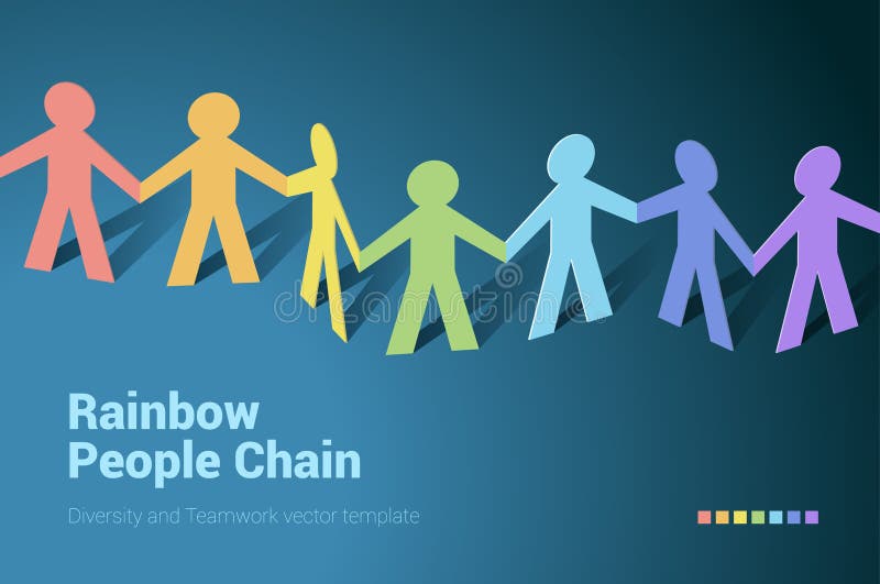 Rainbow People Team in Chain Stock Vector - Illustration of assist ...