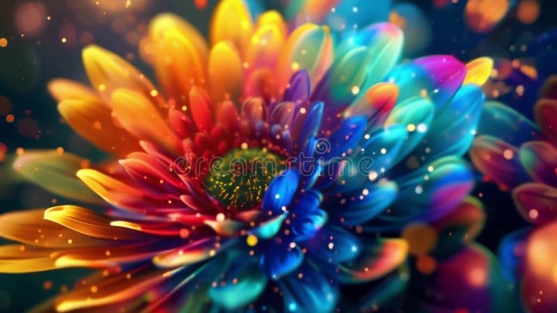 Rainbow Petals Exploding into a Stunning Display of Psychedelic Flower ...