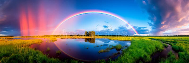 Rainbow Phenomenon after Rain, when Bright Colors Stretch Across the ...