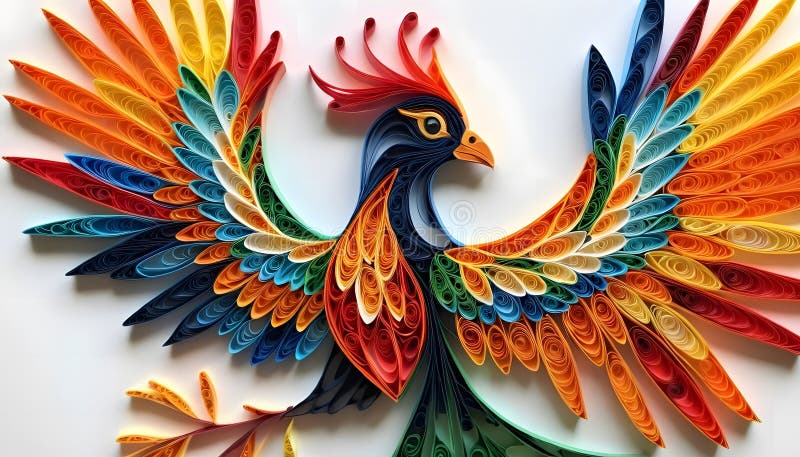 Rainbow Phoenix: a Masterpiece of Paper Art Stock Illustration ...
