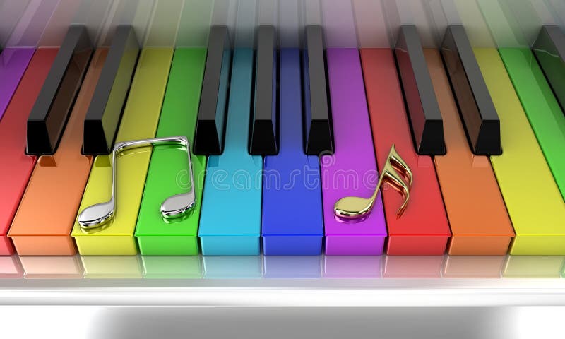 Colourful Piano Keys, Keyboard in Rainbow Colours Stock Illustration ...